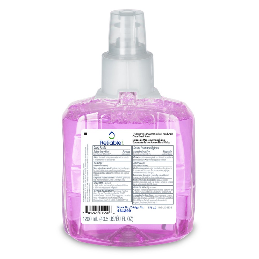 Reliable Brand® Clear TFS-12 Foam Hand Soap (1200 ml., 2 Bottles/CS)